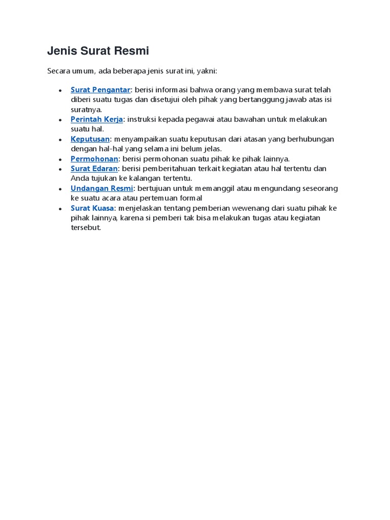 Macam-Macam Surat Resmi | PDF