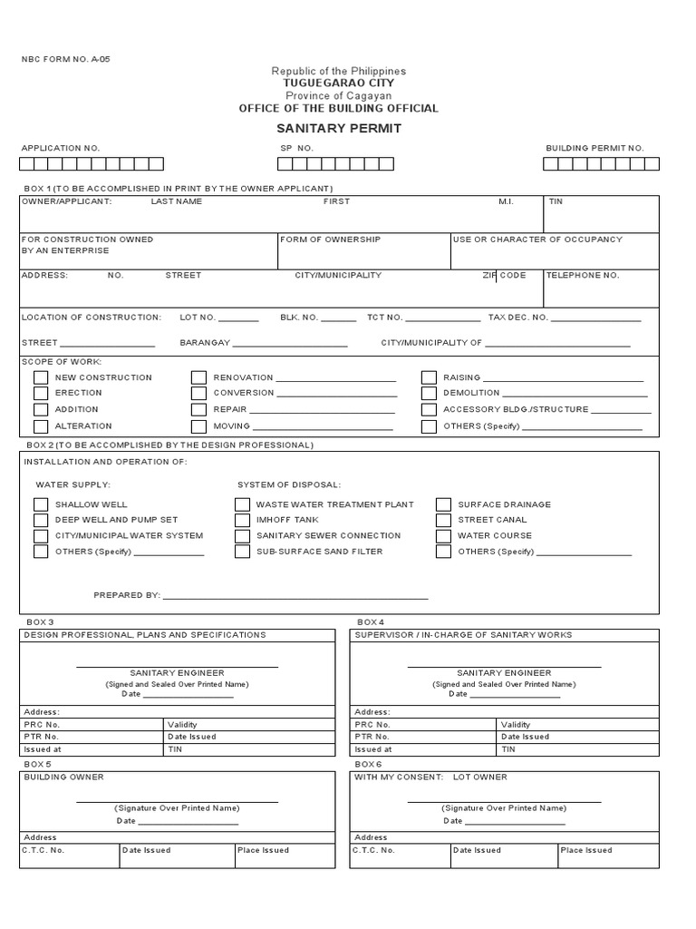 Sanitary Permit | PDF | Sanitation | Water Management Sanitary Permit | PDF | Sanitation | Water Management