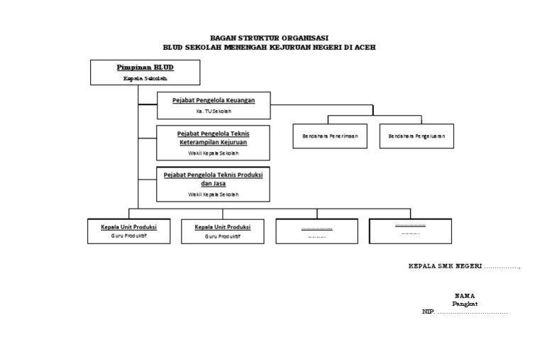 Bagan Struktur Organisasi Blud Sekolah Menengah Kejuruan Negeri Di Aceh ...