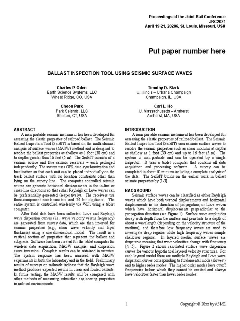 Ballast Inspection Tool Using Seismic Surface Waves | PDF | Wavelength ...