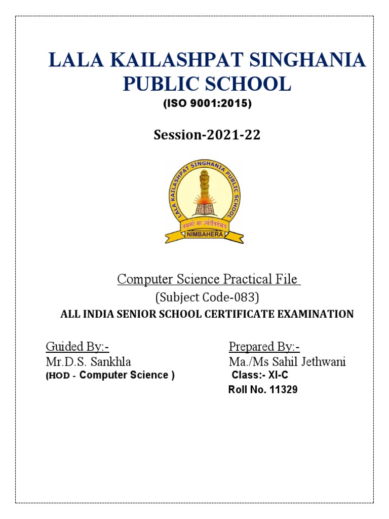 XI CS Practical File 2021-22 | PDF | Fahrenheit | Celsius