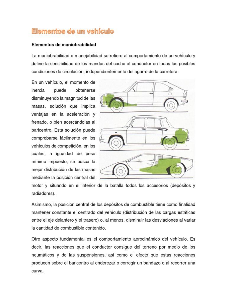 Elementos de Un Vehículo | PDF | Coche | Ingeniería mecánica