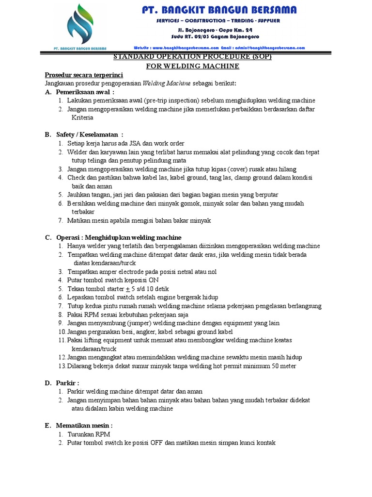 SOP Welding Machine | PDF