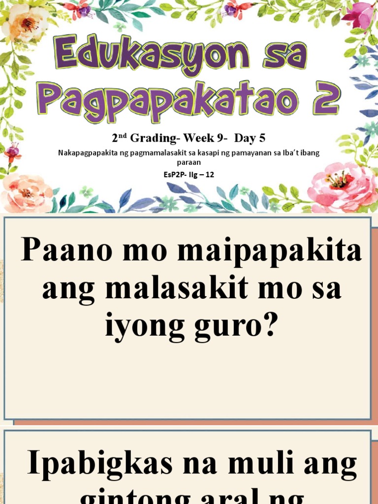 2nd Grading ESP Week 9 Day 5 | PDF