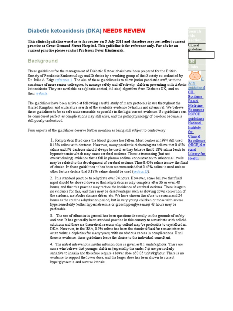 Diabetic Ketoacidosis Management Guidelines | PDF | Saline (Medicine ...