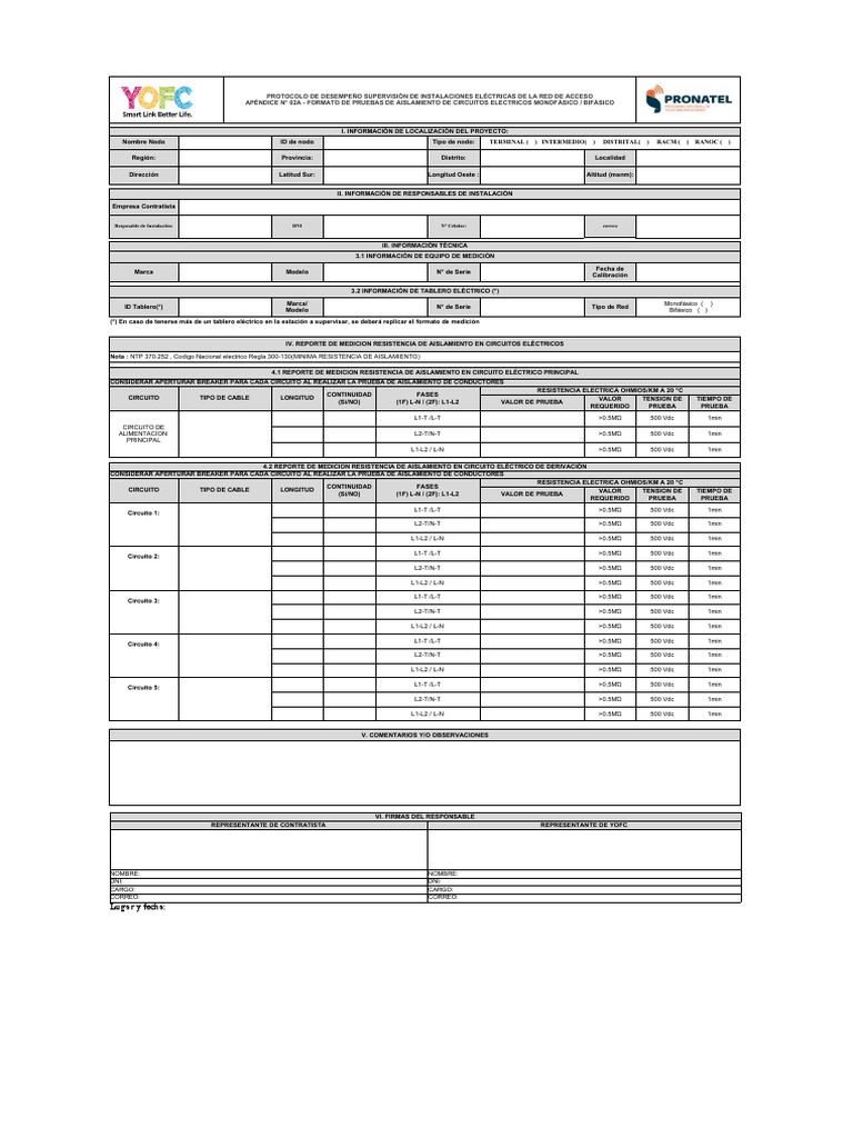 12.3 A2197 Cajay - Protocolo de Megado - Monofásico&Bifásico | PDF | Resistencia Eléctrica y ...