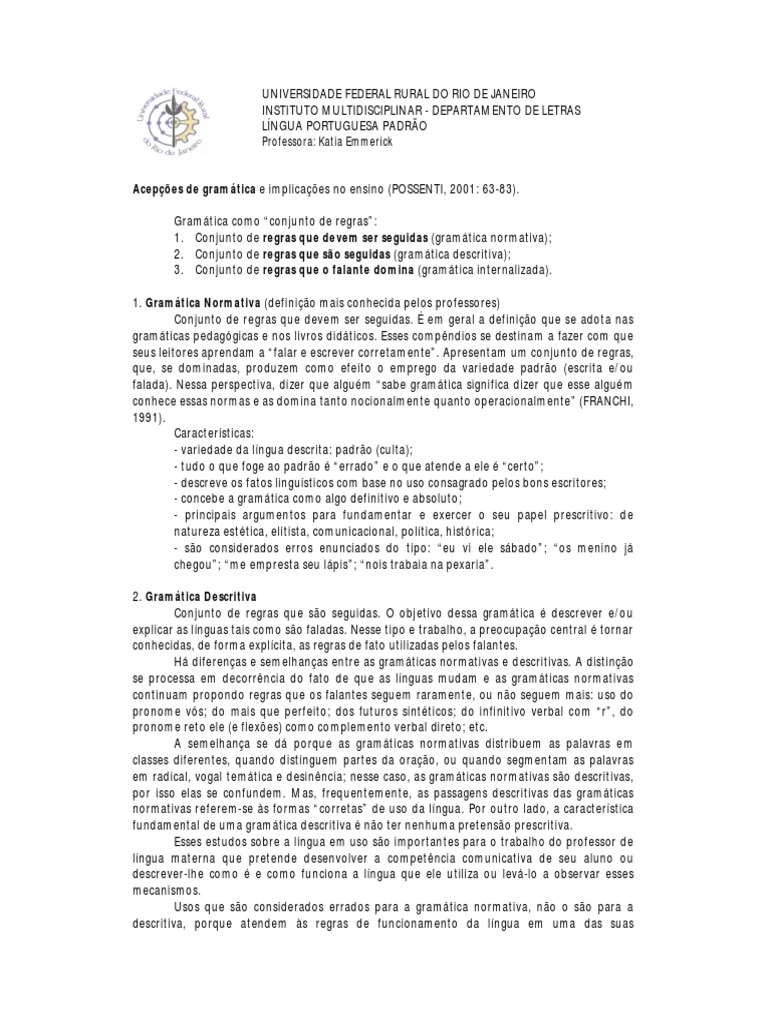 Tipos de Gramática | PDF | Gramática | Linguística