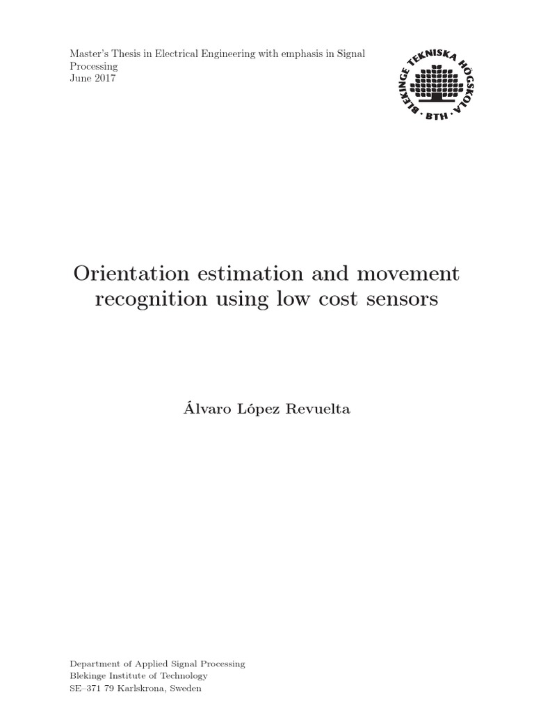 Orientation Estimation and Movement Recognition Using Low Cost Sensors | PDF | Accelerometer ...