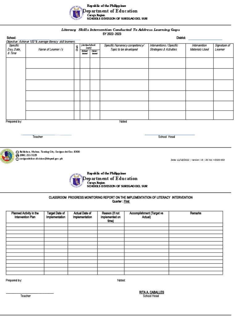 Literacy Progress Monitoring Report On The Implementation of Literacy ...