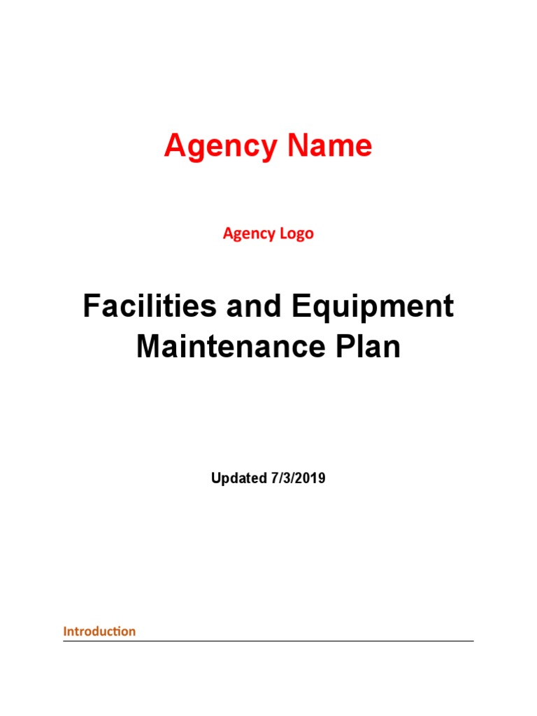 Facilities Equipment Maintenance Plan Template | PDF | Bus | Procurement