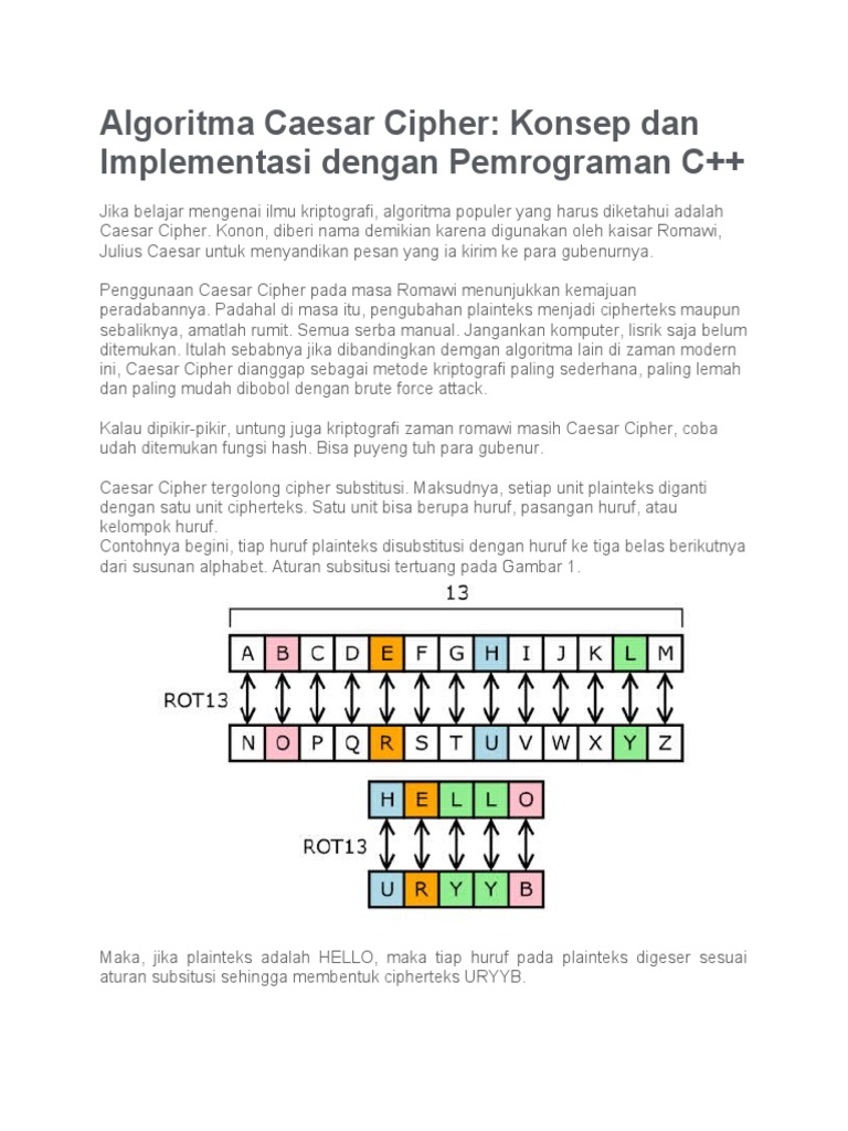Materi 6 - Algoritma Caesar Cipher - C++ | PDF