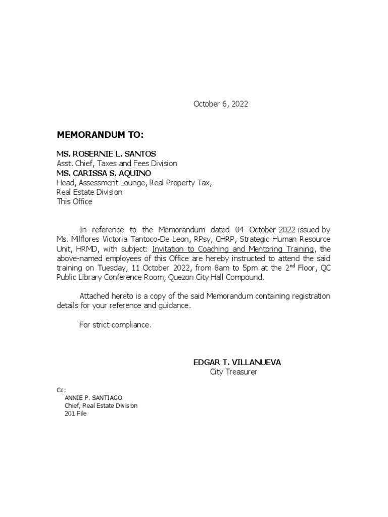 Memo HRMD Training | PDF | Home & Garden