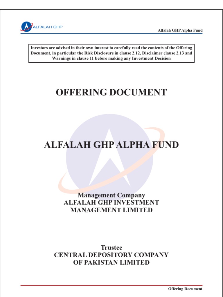 Offering Document: Management Company Alfalah GHP Investment Management ...