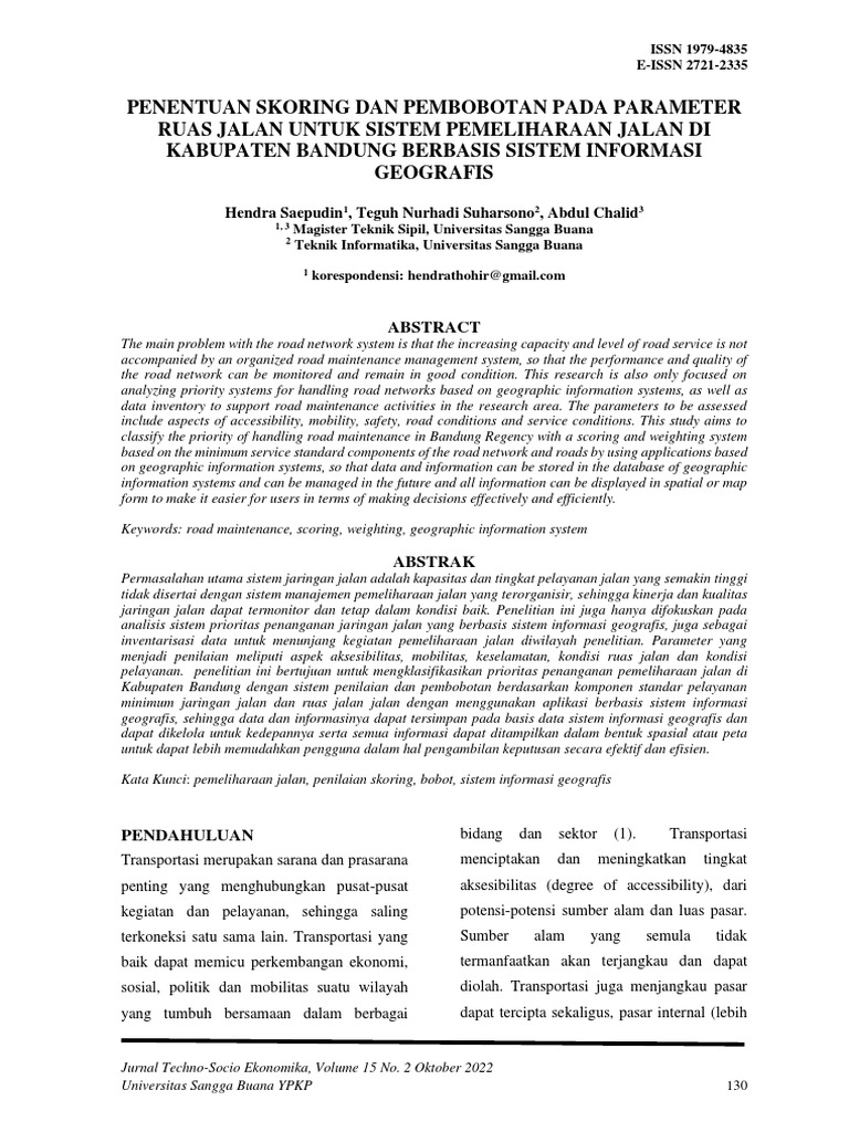 Skoring dan Pembobotan Pemeliharaan Jalan | PDF | Sains & Matematika
