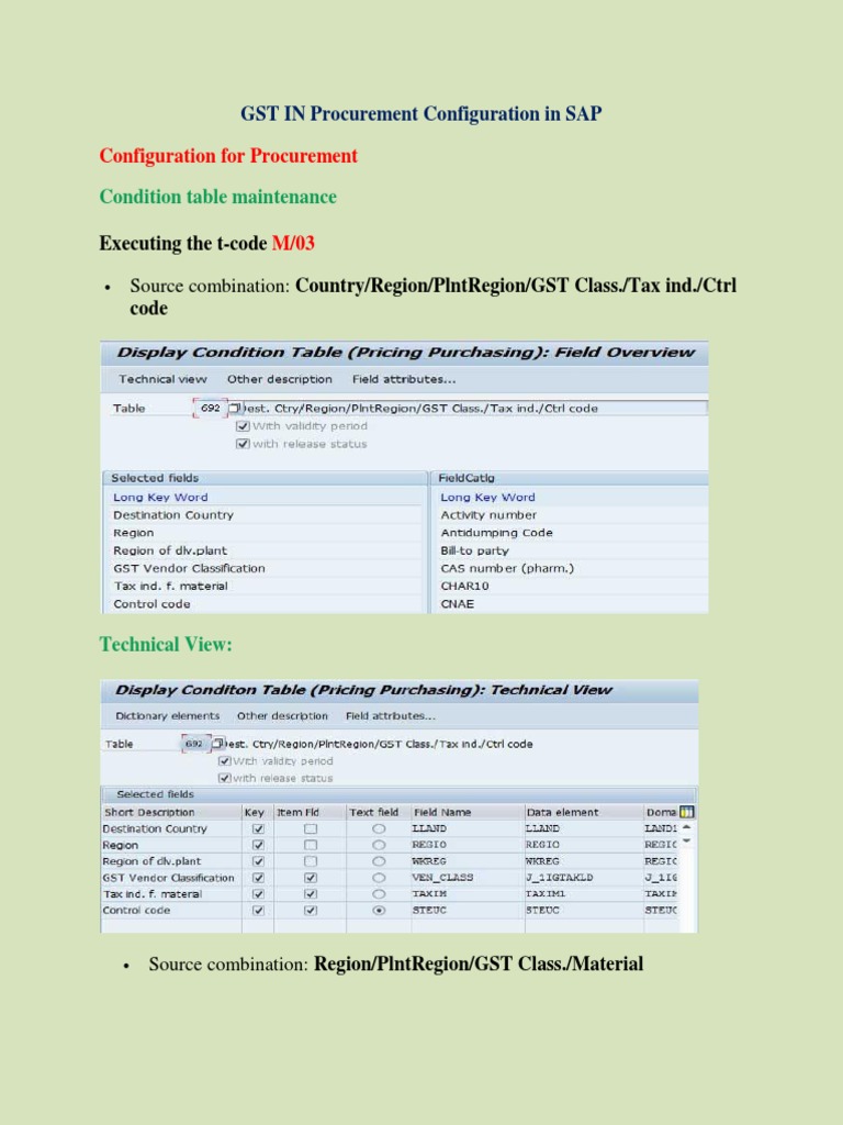 GST Configuration for Procurement in SAP | PDF | Taxes | Computing