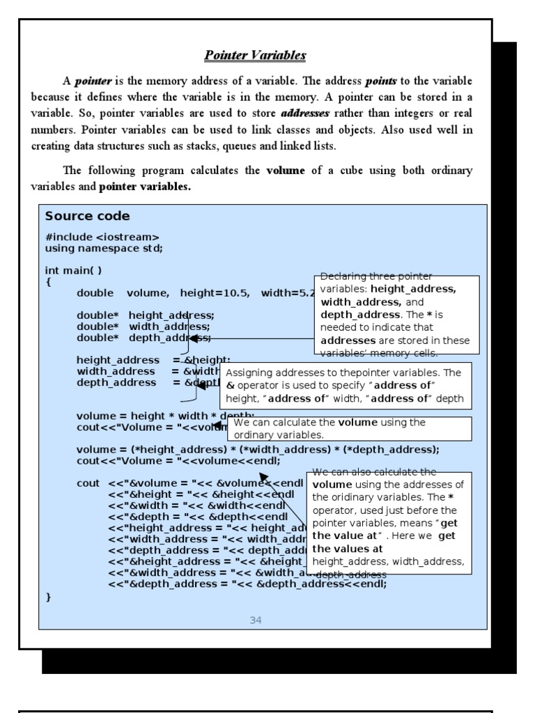 Pointer Variables: Source Code | Download Free PDF | Pointer (Computer ...