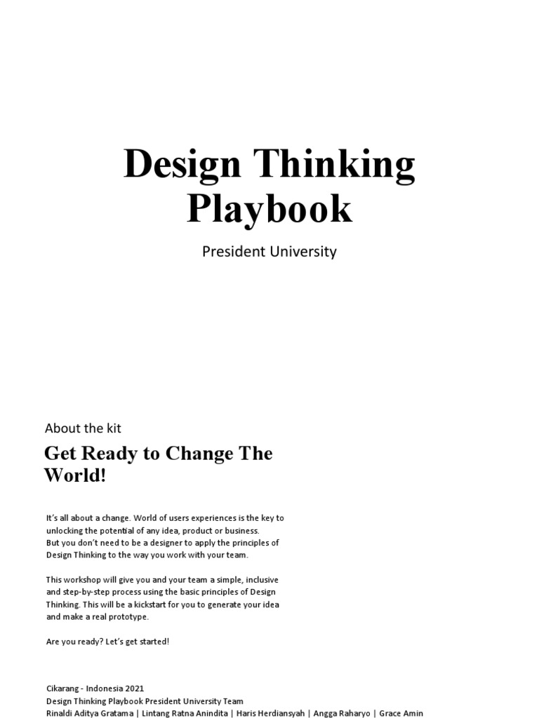 Design Thinking Playbook - President University | PDF | Prototype ...