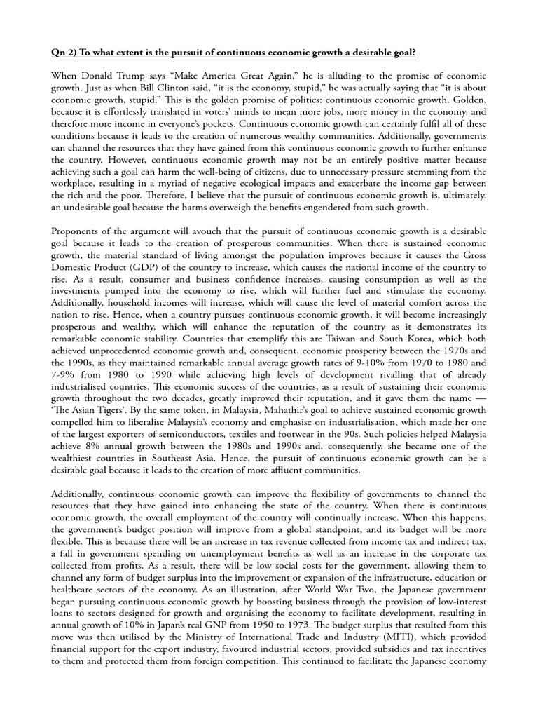 2018 A Level GP Essay | PDF | Taxes | Economic Growth