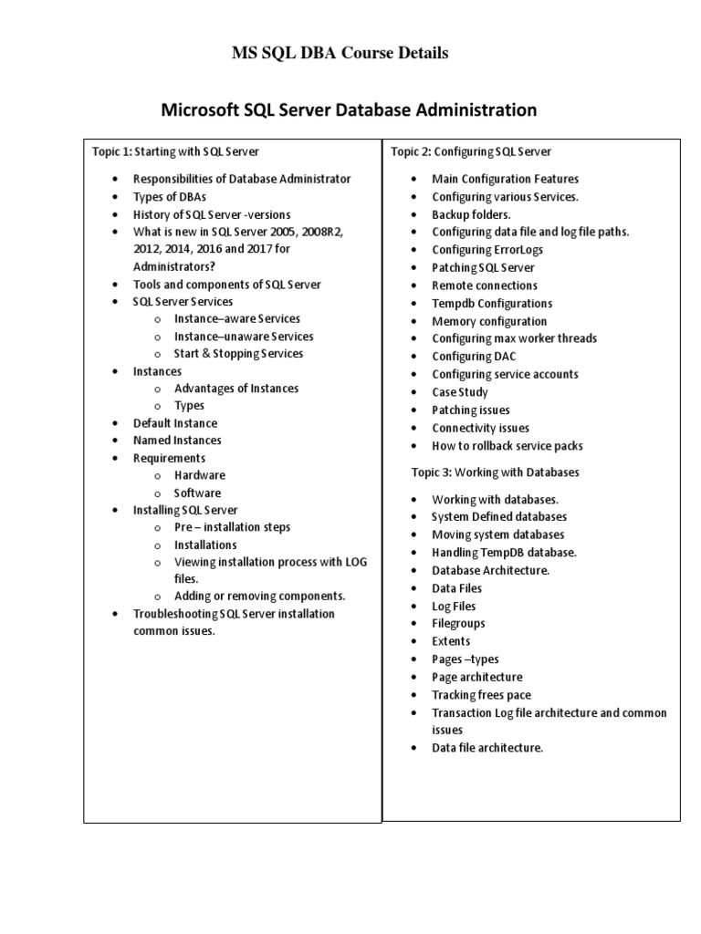 Documents Null Sql Dba Content Pdf Microsoft Sql Server Databases