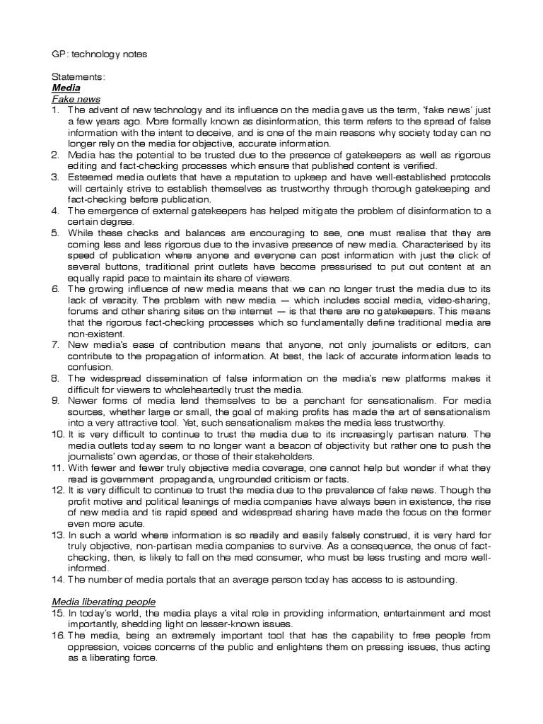 General Paper (Notes On Technology) | PDF | Artificial Intelligence ...