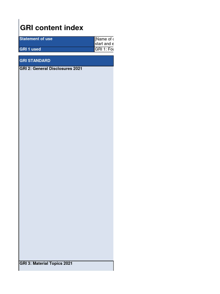 Gri Content Index Template 2021 | PDF | Employment | Occupational ...