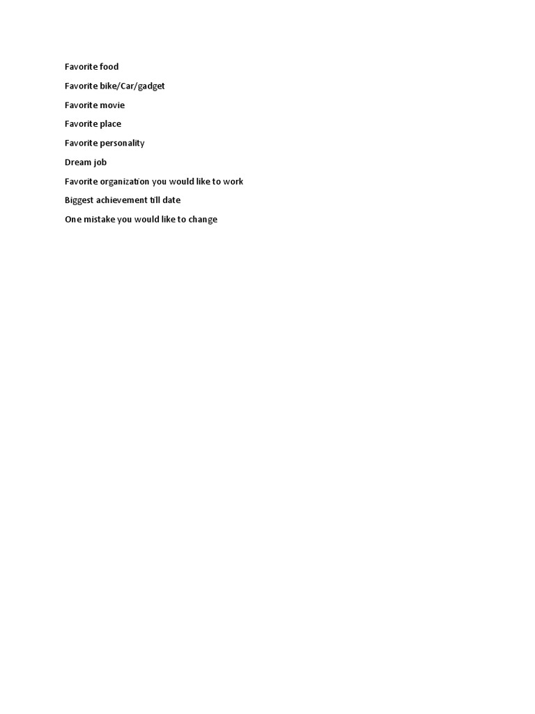 Personal Favorites and Aspirations Guide | PDF | Career & Growth