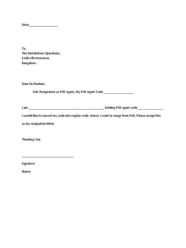 POS Resignation Letter | PDF