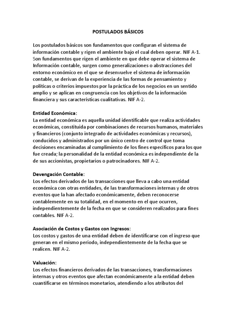 Postulados Básicos | Descargar gratis PDF | Contabilidad | Economias