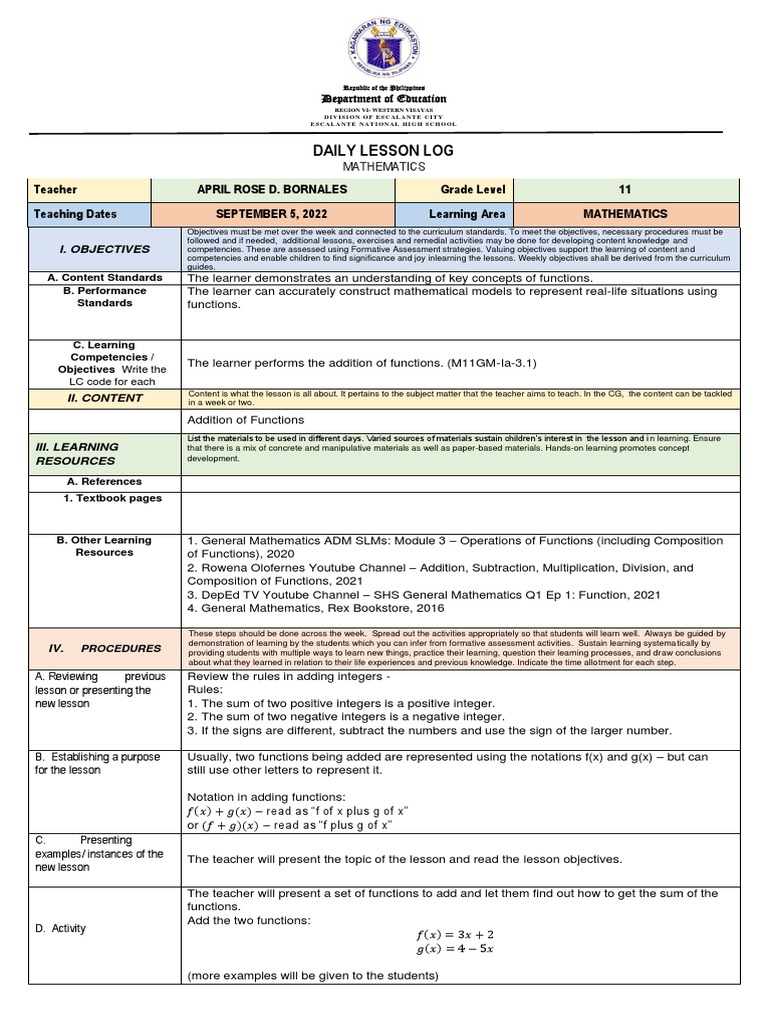 Addition of Functions | PDF | Function (Mathematics) | Learning