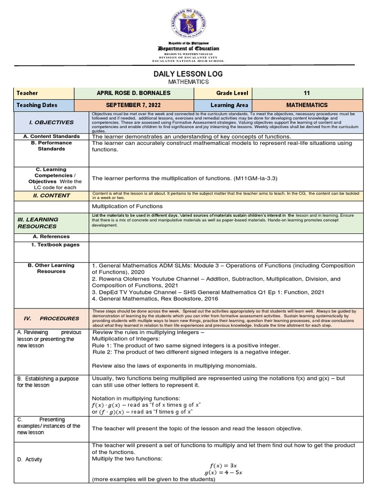 Multiplication of Functions | PDF | Multiplication | Learning