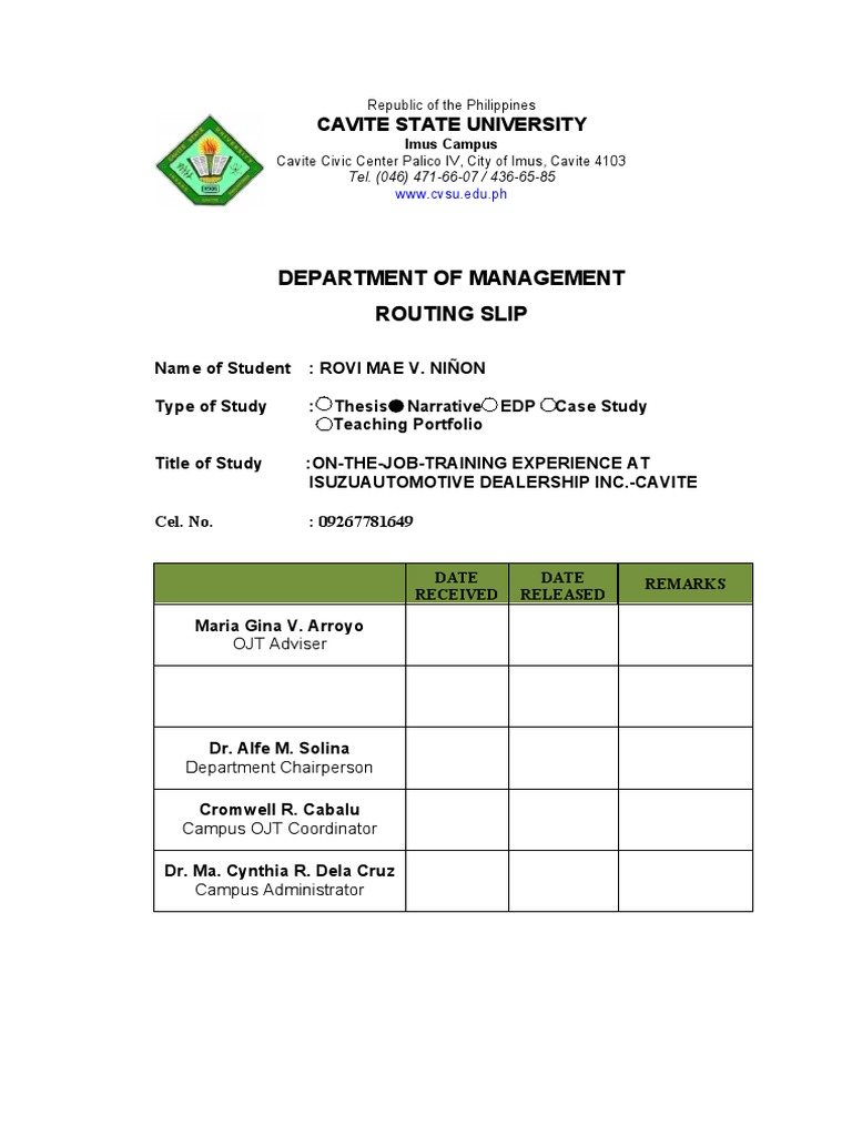 Evaluating an On-the-Job Training Experience at an Automotive ...