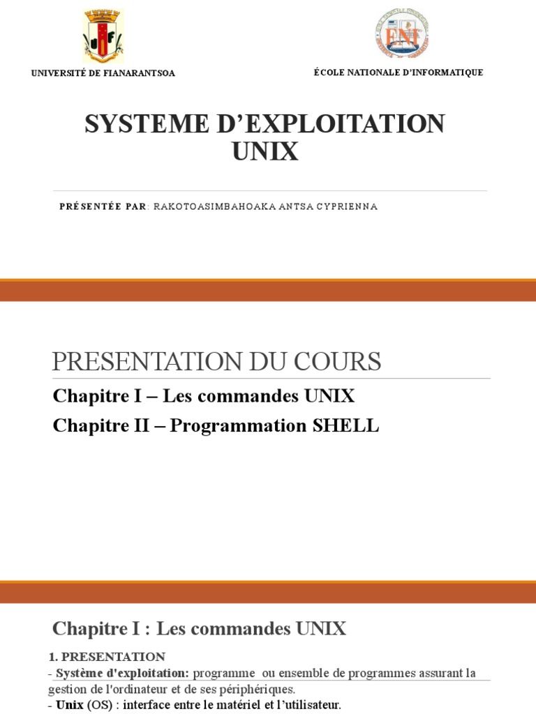 Systeme D'Exploitation Unix: Université de Fianarantsoa École Nationale D'Informatique | PDF