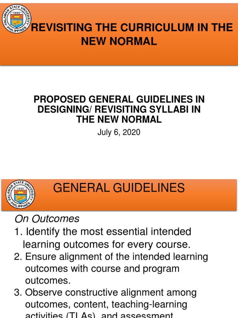 Proposed General Guidelines in Designing or Revisiting Syllabi in The New Normal | PDF ...