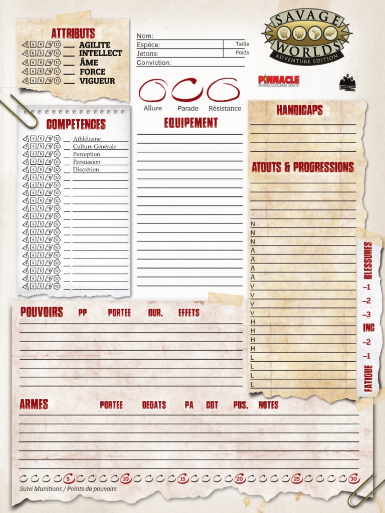 SWADE - Feuille de Personnage FR | PDF