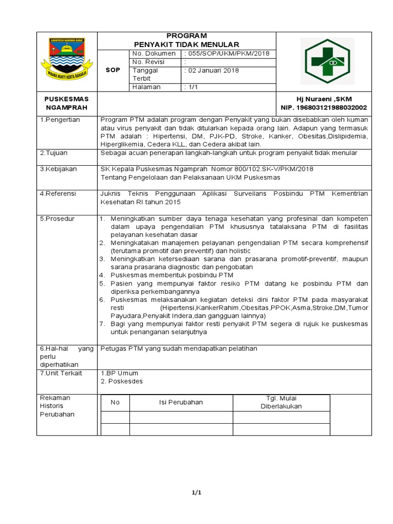 SOP Program PTM Puskesmas | PDF