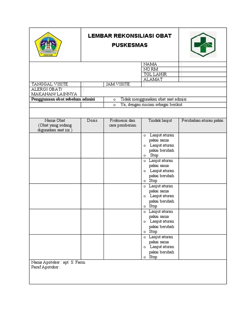5.1 Formulir Rekonsiliasi Obat | PDF