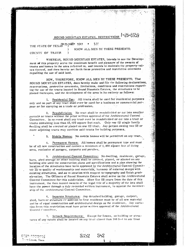 Round Mountain Estates Deed Restrictions | PDF