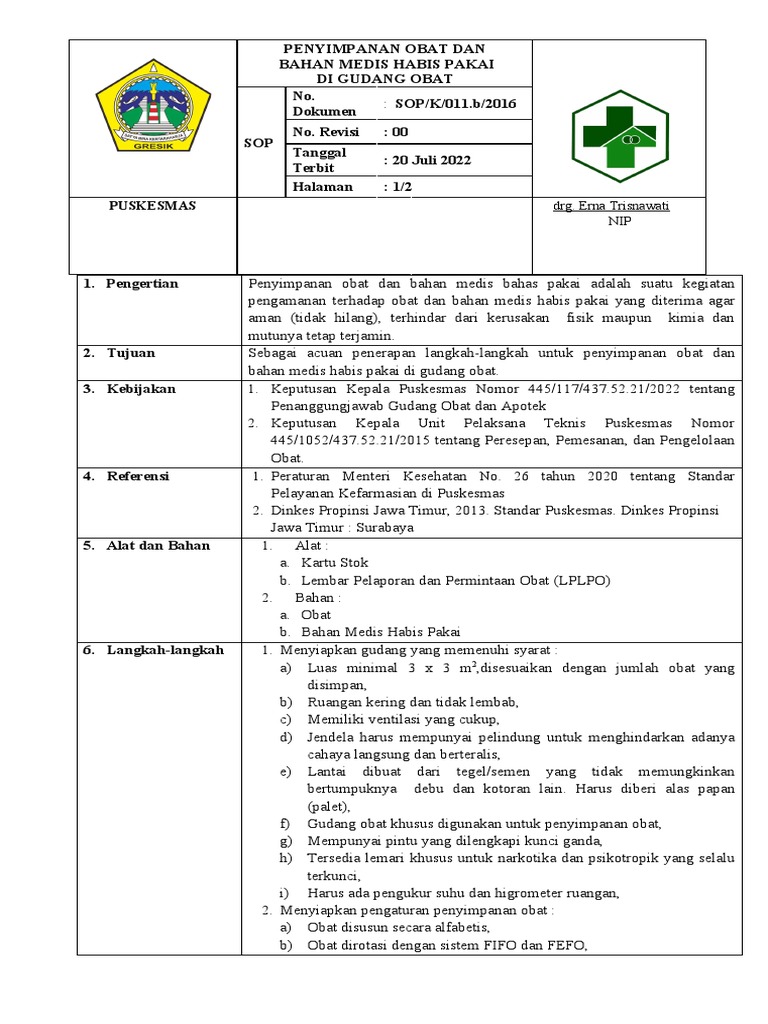 8 2 3 1 Sop Penyimpanan Obat Di Gudang Obat Pdf