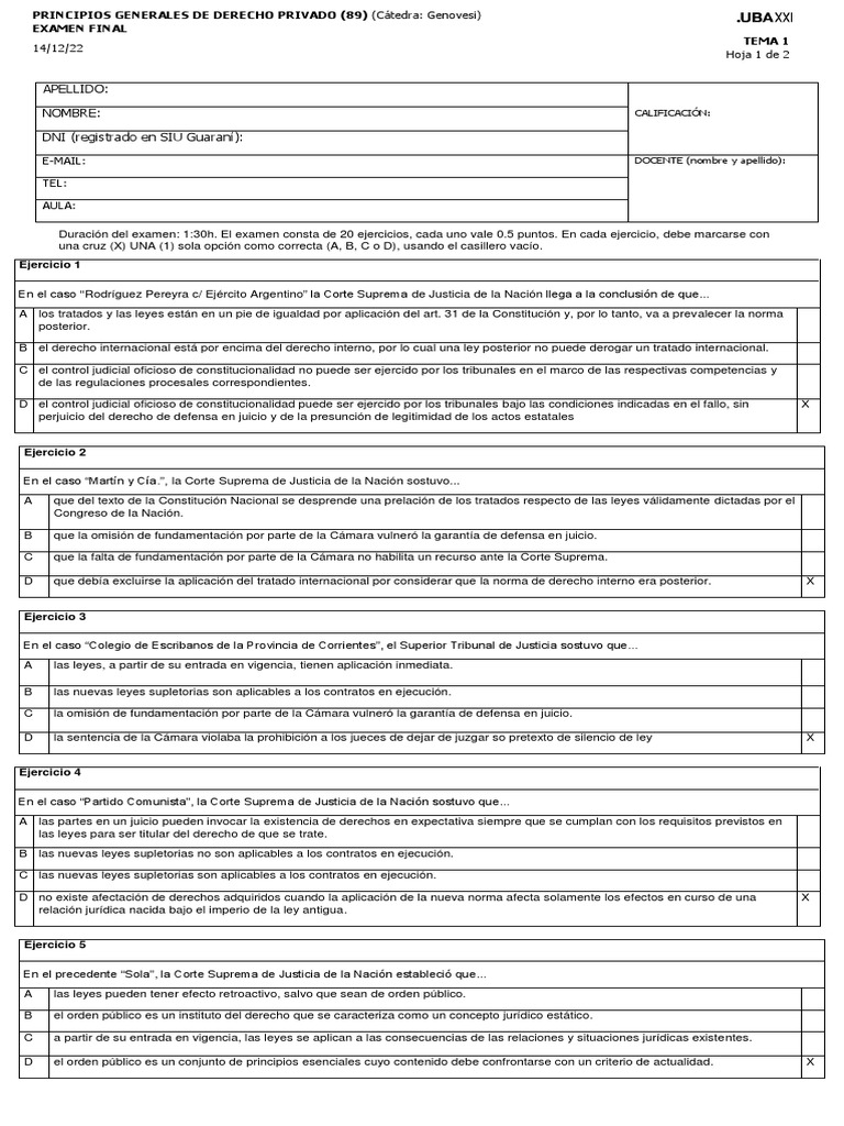 PGDP 2C 2022 Examen Final TEMA 1 CON CLAVE DE CORRECCIÓN | PDF ...