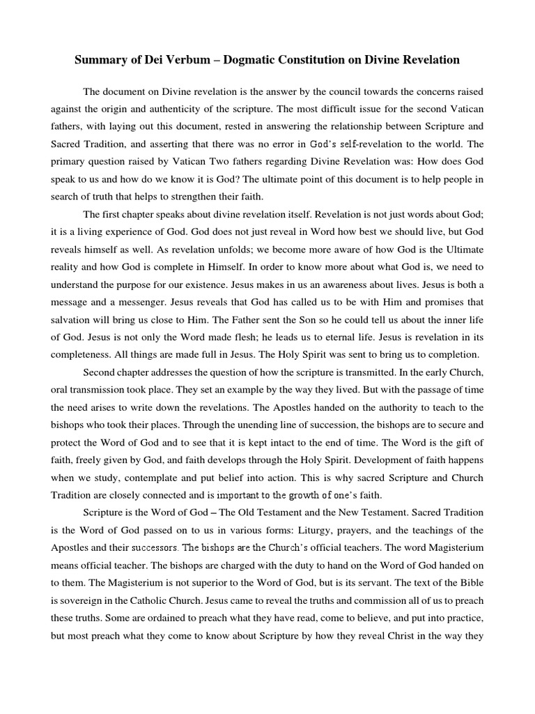 Dei Verbum | PDF | Revelation | Christian Belief And Doctrine