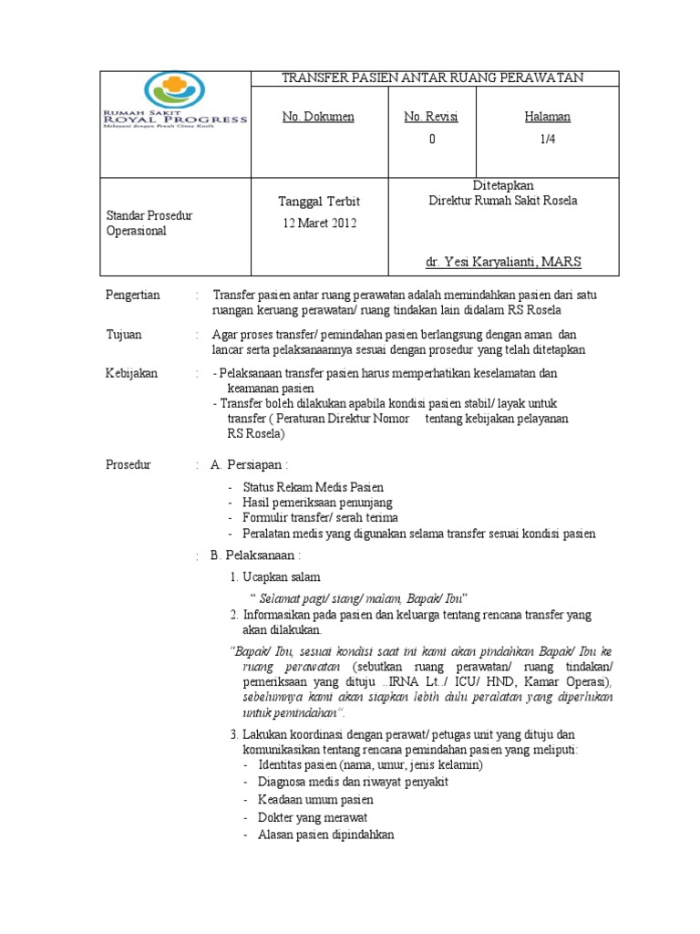 Spo Transfer Pasien Antar Ruang Perawatan Dikonversi | PDF