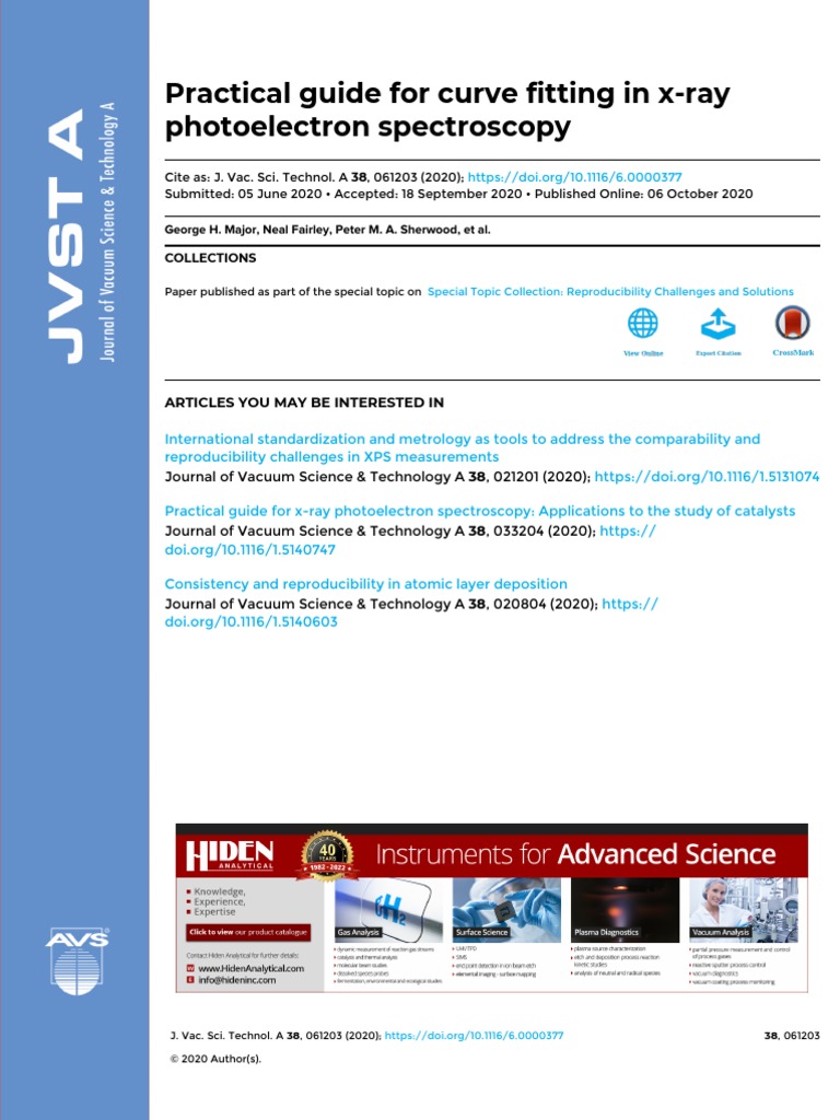Practical Guide For Curve Fitting in XPS | PDF | X Ray Photoelectron ...