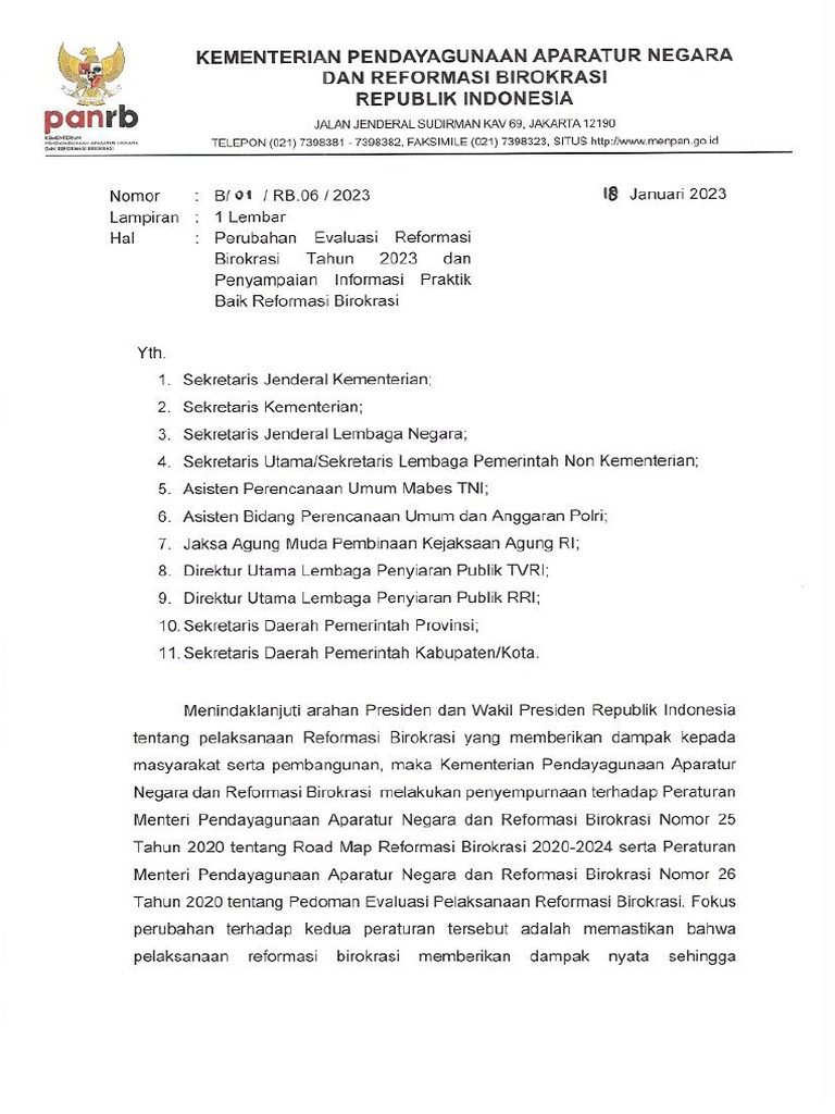 B 01 RB06 2023 Perubahan Eval RB TH 2023 | PDF