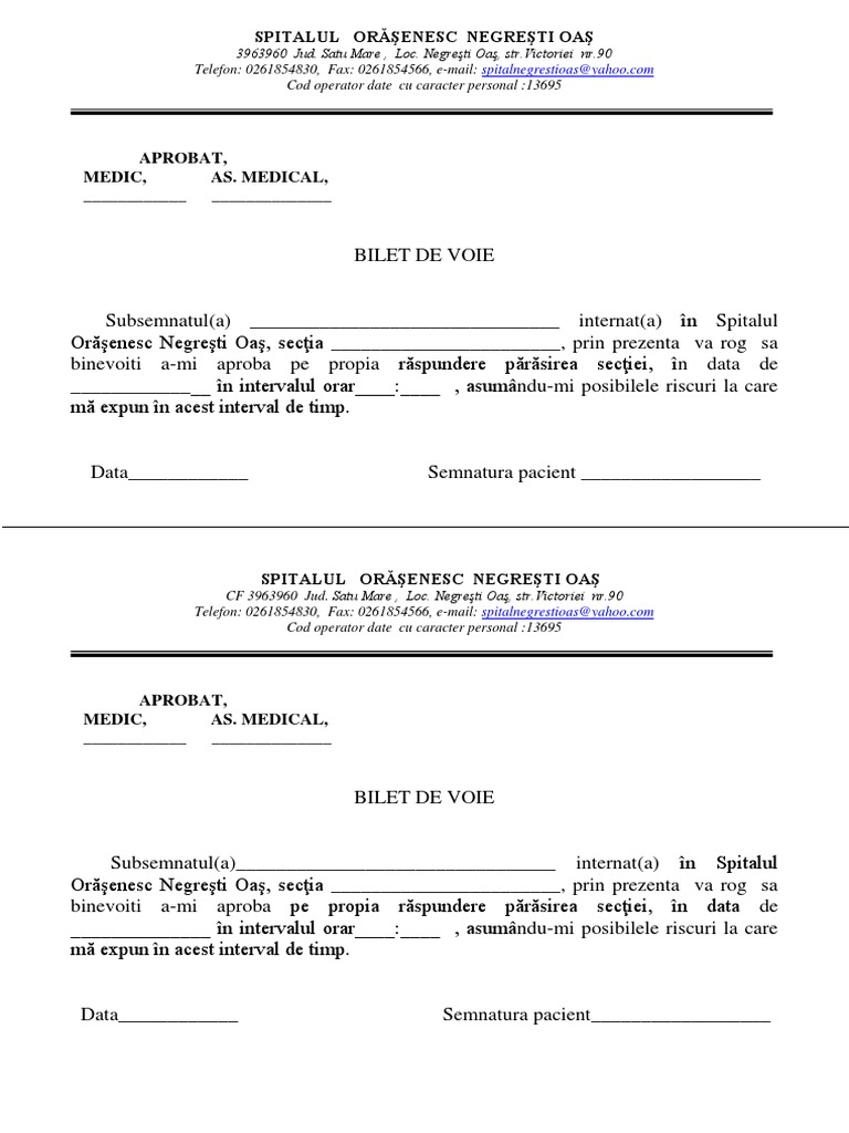 Bilet de Voie Pacient | PDF