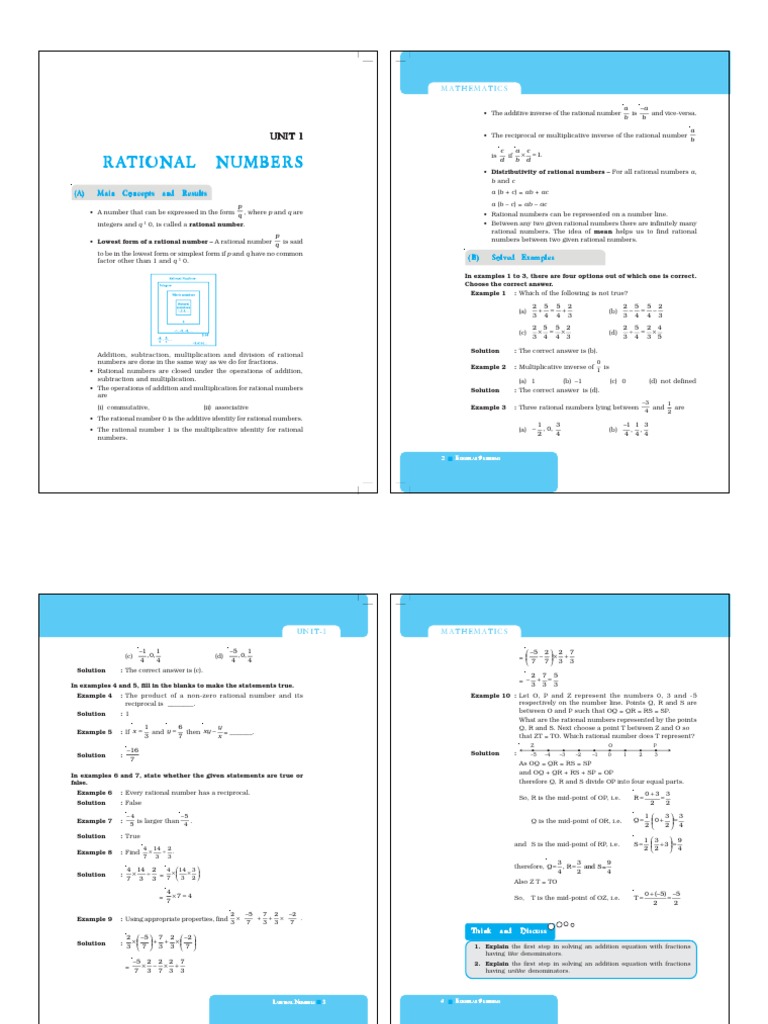 Rational Numbers (1) - Pages-1-8 | PDF | Numbers | Rational Number