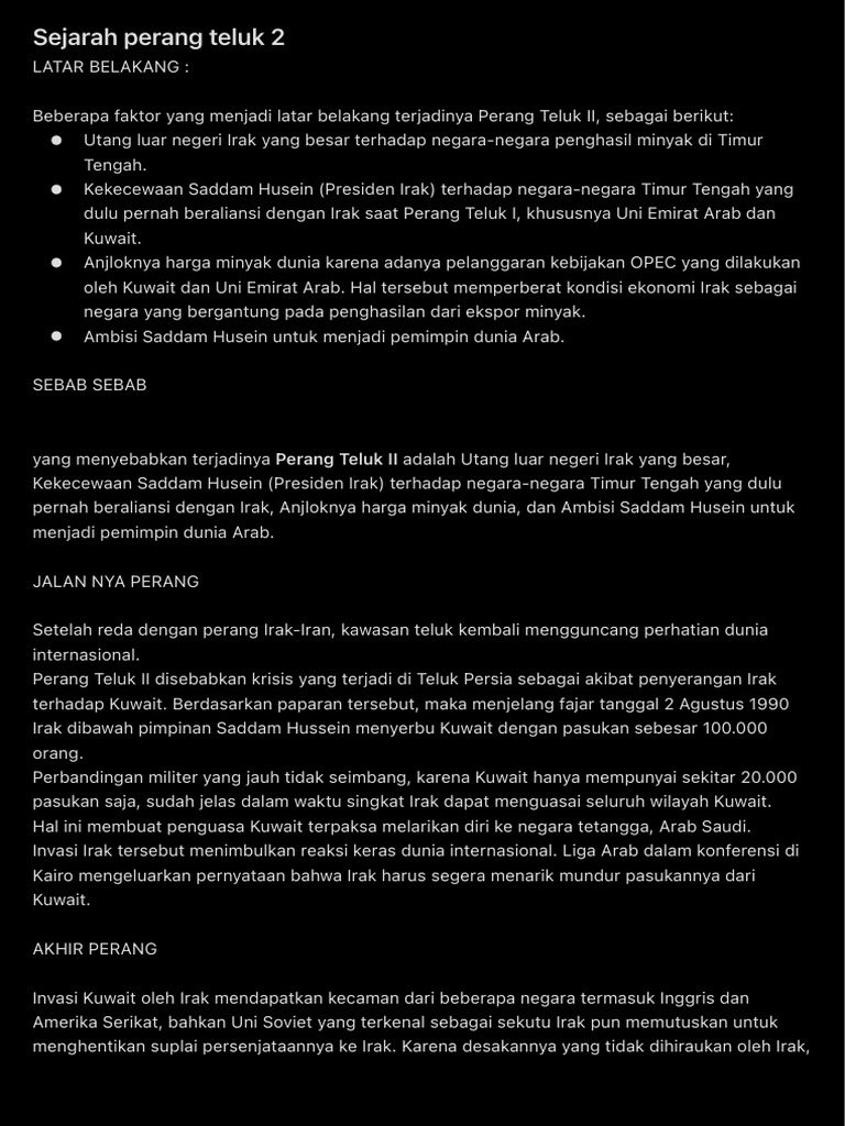 Sejarah Perang Teluk 2 | PDF | Perjalanan | Seni
