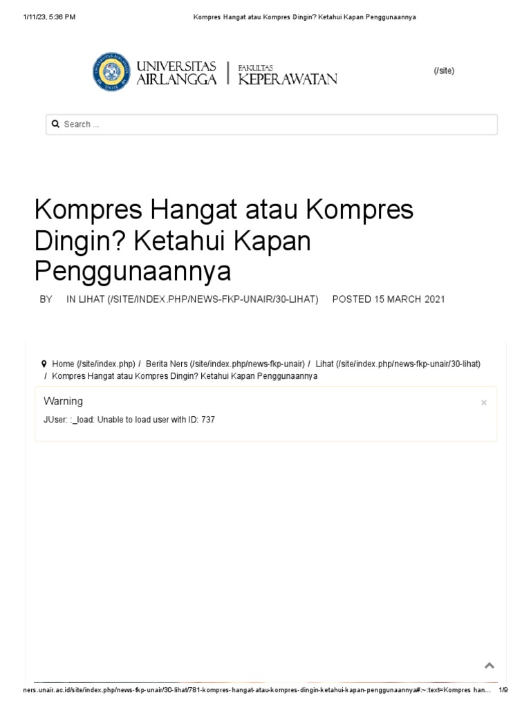 Kompres Hangat Atau Kompres Dingin - Ketahui Kapan Penggunaannya | PDF