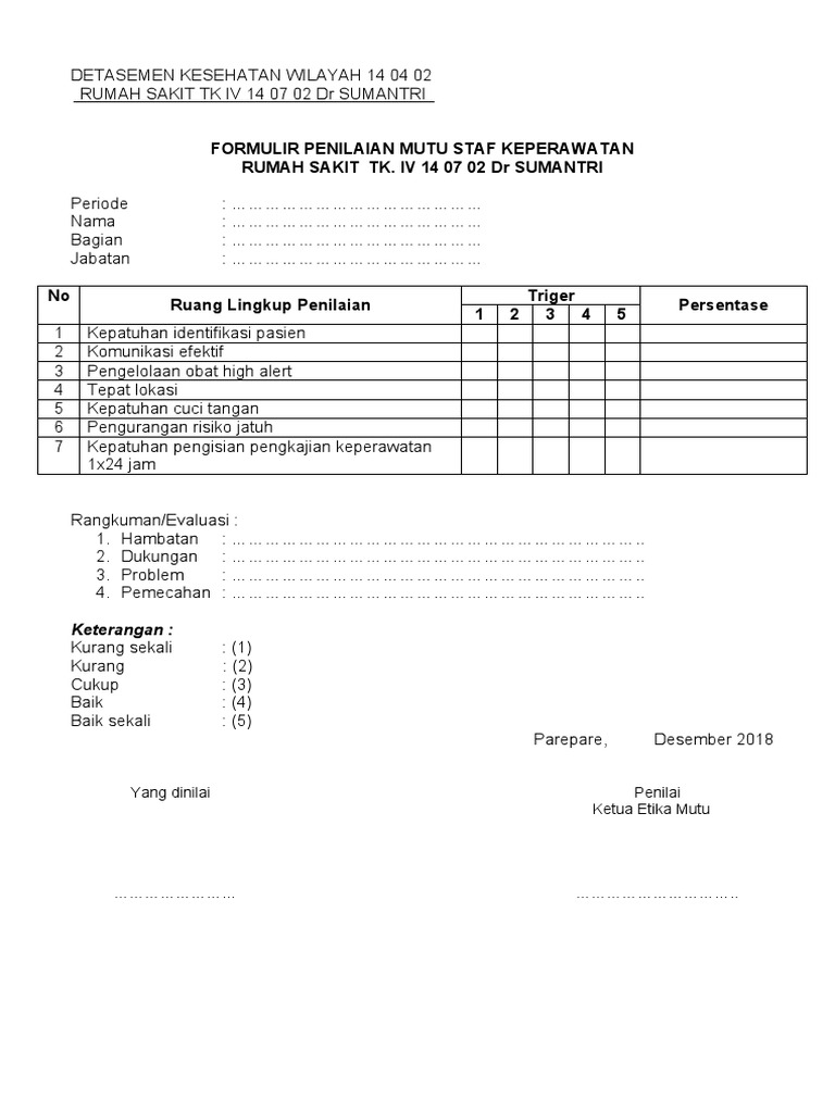 Format Penilaian Kinerja | PDF
