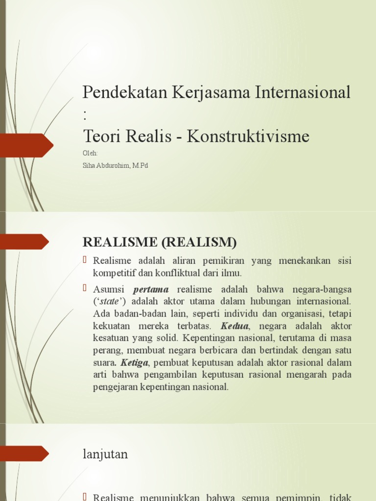 Teori Realisme dan Konstruktivisme HI | PDF | Politik