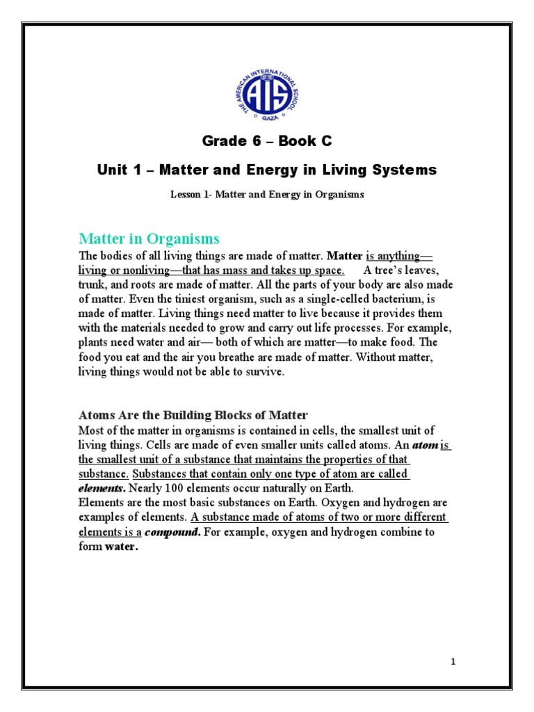 Matter and Energy in Organisms | PDF | Chemical Reactions | Photosynthesis